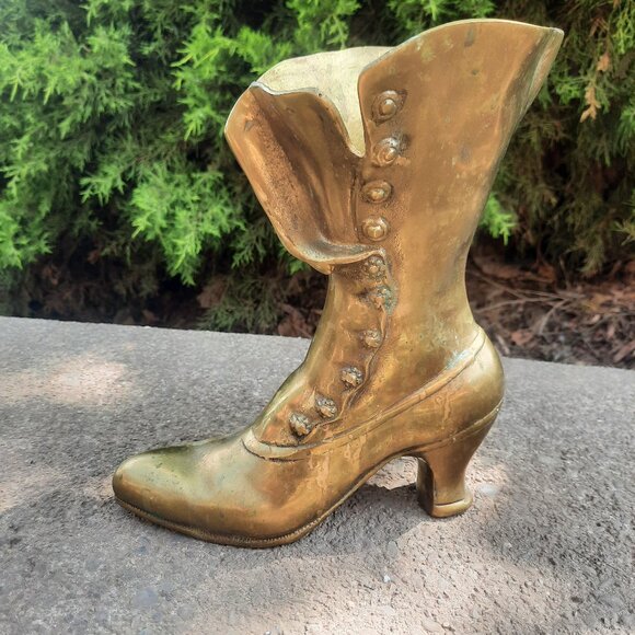 Other | Vtg Brass Victorian Lady Boot Vase Cup 1 Tall | Poshmark